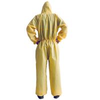 China Nonwoven Pp Pe Coating Disposable Chemical Coveralls 100 Gsm With Tape for sale