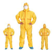 China Nonwoven Pp Pe Coating Disposable Chemical Coveralls 100 Gsm With Tape for sale