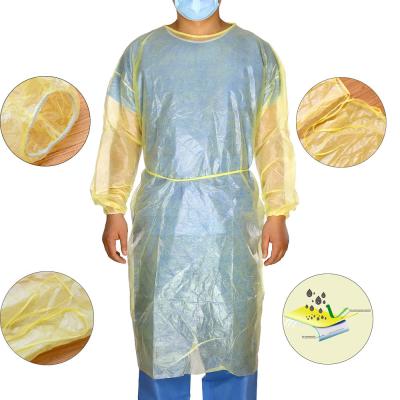 China Non Woven Pp Pe Coated Yellow Disposable Surgical Gown For Doctors for sale