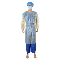 China Non Woven PP PE Coated Yellow Disposable Isolation Gown Surgical For Hospital for sale