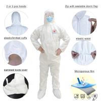 China Non Woven Disposable Hooded Coveralls PP PE Laminated White With Boot Cover for sale