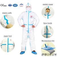China PPE Non Woven Hazmat Suit White Chemical Uniform Disposable Jumpsuit Medical for sale