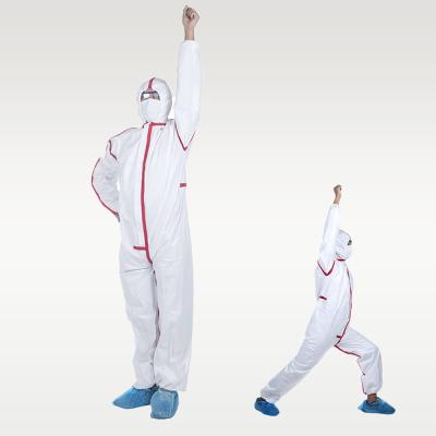 China OEM EN14126 White TYPE 4  Non Woven Isolated Disposable Coverall Waterproof With Tapes for sale