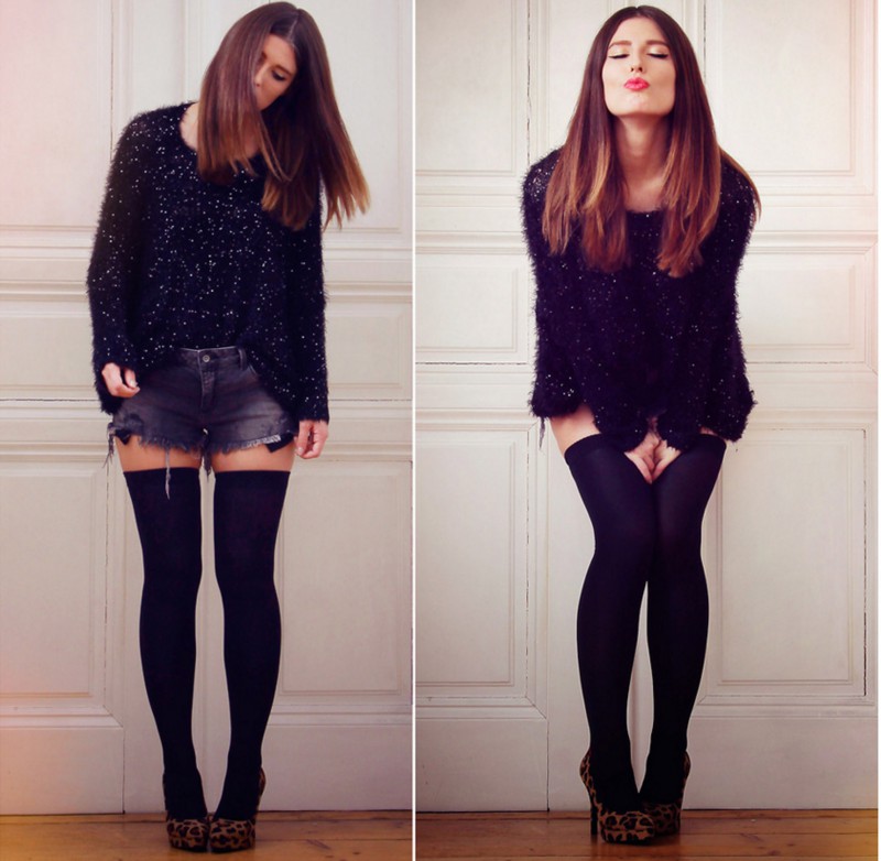 black over the knee socks