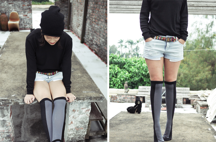 gray knee high socks
