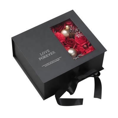 China Rose Handmade Custom Jewelry Bridesmaid Magnetic Empty Gift Box With Ribbon Custom Black Boxes For Gift Package for sale