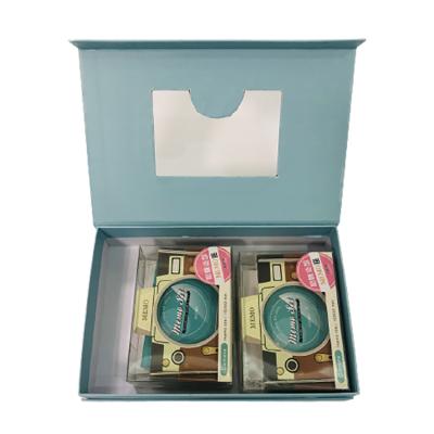 China Recycled Materials Luxury Custom Logo Printing And Hot Stamping Gold Shirt Packaging With Empty Magnetic Window Boxes For Clothes for sale