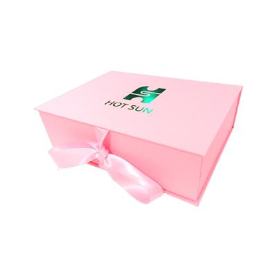 China Recycled Materials Custom Personalized Logo Luxury Foldable Printed Pink Silk Packaging Valentines Box For Gift for sale