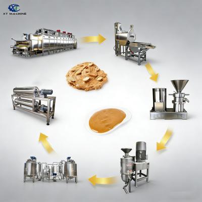 China Automatic Peanut Butter/Almond Paste/Cashew Jam Production Line 200-5000kg/h Roaster/Split Blanching Machine/Grinder for sale