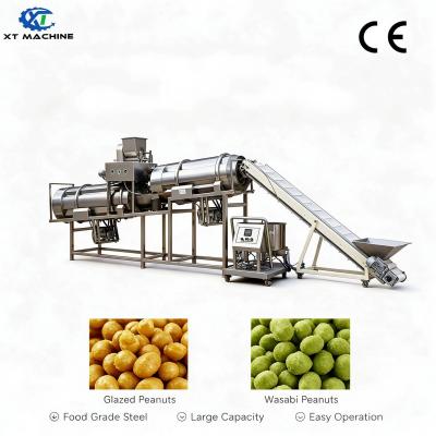 China Industrial Continuous Snack Flavoring Equipment Customizable Double Drum Coating Machine for Glazed Nut Processing for sale