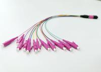 China MPO Female To LC Simplex MPO Breakout Cable Multimode OM4 Fiber For Military for sale