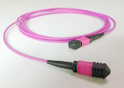 China Purple OM4 MPO Patch Cable 40G / 100G Protocols For Telecommunication Network for sale