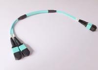 China 2X12F MPO To MPO Fanout Cable , Female Om4 Fiber Patch Cable High Tensile Strength for sale
