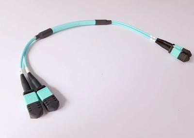 China 2X12F MPO To MPO Fanout Cable , Female Om4 Fiber Patch Cable High Tensile Strength for sale