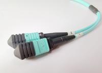 China 2X12F MPO To MPO Fanout Cable , Female Om4 Fiber Patch Cable High Tensile Strength for sale