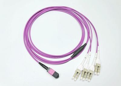 China 3.0mm Multimode OM4 MPO Fanout Cable For Data Center LSZH Material Violet Color for sale