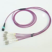 China 8 Core OM4 MPO Fanout Cable Multimode PC Polish Type For Jumper Connection for sale