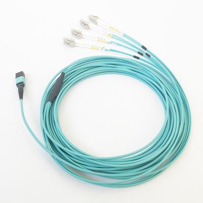 China 8F MPO To LC Duplex MPO Fanout Cable Multimode OM3 Fiber For Data Communication for sale