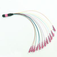 China 12 Fibers Multimode Fiber Optic Cable 0.9mm OM4 MPO To LC Simplex For Cassettes for sale