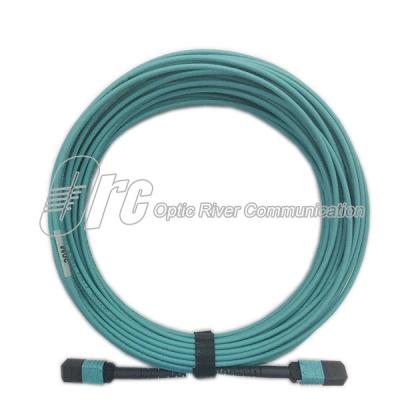 China MPO MTP OM3 AQUA Fiber Optic Patch Cord 12 Core 3.0MM LSZH for sale