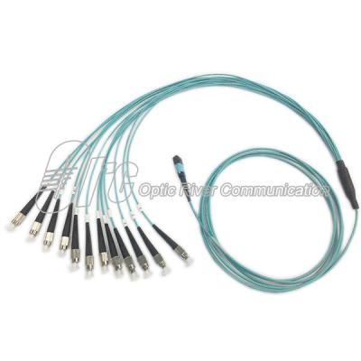China Om3 MPO TO 12 * FC 2M Mpo Fanout Patch Cable UPC for sale
