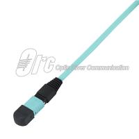 China Aqua LSZH MPO To MPO Flat Ribbon Om3 Patch Cord 12 Cores for sale
