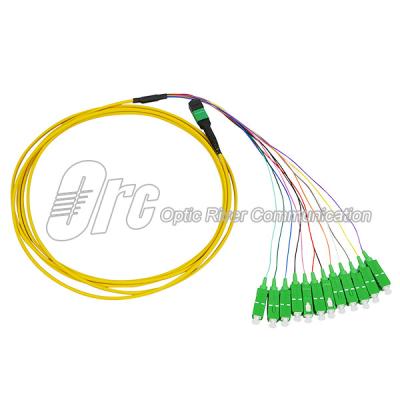 China 3.0mm 12 Fibers MPO Female To SC/APC Breakout Trunk Cable for sale