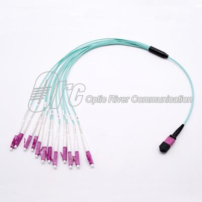 China OFNP Jacket 12 Cores MPO To LC OM4 MPO Fanout Cable for sale