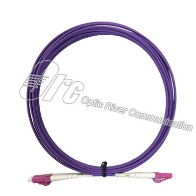 China OM4 Duplex Optical Fiber Patch Cord Violet White Color 850nm LSZH for sale