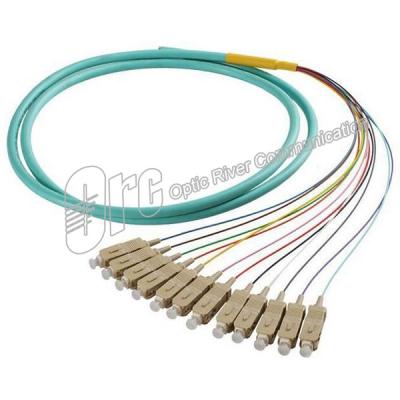 China 12 Cores Fiber Optical Jumper Fiber Pigtail Cable OM3 SC UPC Square Head for sale