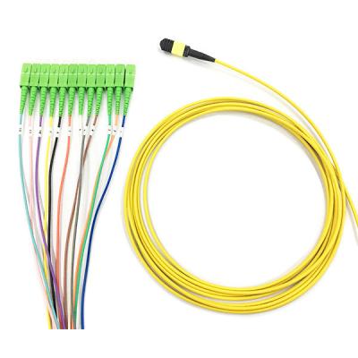 China MPO SC / SX MPO Fanout Cable 12 Core 12 Colors With Simplex Connectors for sale