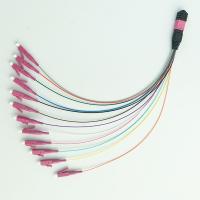 China 12 Fibers Multimode Fiber Optic Cable 0.9mm OM4 MPO To LC Simplex For Cassettes for sale