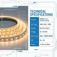 China SMD3838 RGBW LED Strip Light 24V 120 LEDs/m 10mm PCB Analog 4-Channel PWM Flexible LED Tape WS2814 for DIY light Project for sale