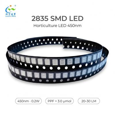 China HuanYu Dream Plant Blue 2835 450nm Blue SMD LED Chip 5-7LM for Seedling Stage LED Grow Light Panel for sale