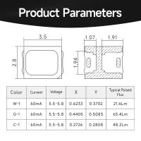 China High CRI SMD 2835 LED 3-Channel Wide CCT Mixing LED Chip 60mA 5.5-5.8V 3-Piece Set for Tunable White and Circadian Lighting for sale