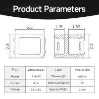 China 2835 VCSEL IR LED Chip 660nm 4-5mW Pulsed Laser Infrared Emitter for 3D Sensing LiDAR Facial Recognition for sale
