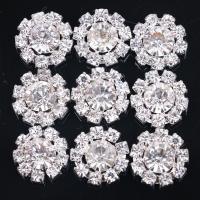 China Bridal Metal Flower Shape Clear Color Crystal Button Luxury Shank Fancy Crystal Diamond Buttons For Clothes for sale