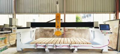 China 4+3 AXIS CNC STONE CUTTING MACHINE 15KW+7.5KW 3200*2000MM FREE  AFTER SALES TRAINING CUSTOM LOGO CHAMFER 45 DEGREE SPINDLE CAMERA TWO SUCTIONS SAW BLADE TABLE TILT 85 DEGEEE for sale
