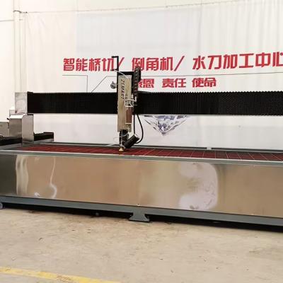 China ZEUS Five Axis Waterjet Stone CNC Engraving/Cutting Machine Gearbox Engine Motor Pump PLC-High Safety 3800mm Max Length for sale