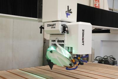 China 4+3 AXIS CNC STONE CUTTING MACHINE 15KW+7.5KW 3200*2000MM SAVE MONEY ,FREE  AFTER SALES TRAINING ,CUSTOM LOGO ,CHAMFER 45 DEGREE ,SPINDLE ,CAMERA ,TWO SUCTIONS ,SAW BLADE ,TABLE TILT 85 DEGEEE for sale