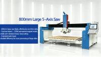 China 800MM 5 AXIS CNC CUTTER 22KW+750w 3200*2000MM CUT 300MM BRIDGE CUTTING MACHINE SAVE MONEY FREE  AFTER SALES TRAINING CUSTOM LOGO CHAMFER 90 DEGREE CAMERA BLADE TABLE TILT 85 DEGEEE 4500KG CAST IRON for sale