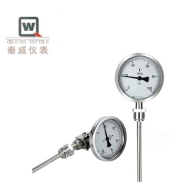 China Stainless Steel Industrial Bimetallic Thermometer , Axial Pipe Boiler Temperature Gauge for sale