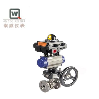 China Stainless Steel Pneumatic Ball Valve 220V 24V Flange Three Way Explosion Proof for sale
