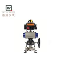 China Stainless Steel Pneumatic Ball Valve 220V 24V Three Way Explosion Proof for sale