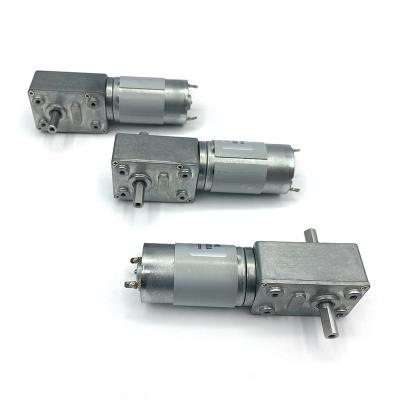 China Custom FT-46SGM395 12V 24V Electric Motor Right Angle Double Shaft DC Worm Gear Reduction Motor for sale