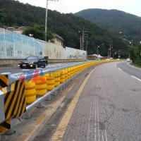 China Roadway Safety Yellow EVA Rotary Barrier Anti-Corrosion Guardrails With Standards for sale