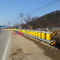 China Roadway Safety Yellow EVA Rotary Barrier Anti-Corrosion Guardrails With Standards for sale