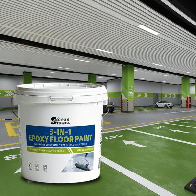 China 3 in 1 Epoxy Floor Paint Primer Sealer Topcoat High Hardness Waterproof Customizable Color Liquid Coating for Concrete Workshop for sale