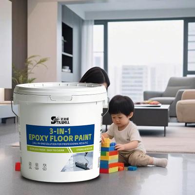China 3 in 1 Waterborne Epoxy Floor Coating Liquid Low-VOC Low Odor Eco-Friendly Building Paint for Kindergarten School for sale