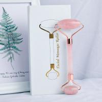 China Facial Jade Roller with Double Rollers in Natural Rose Gold Rose Quartz Material for sale